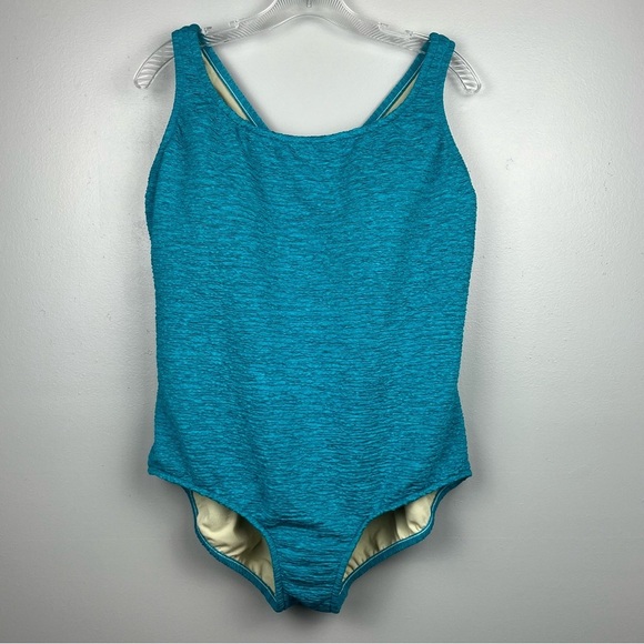 None | Swim | Aqua Crinkle Cross Back Piece Modest Full Coverage ...